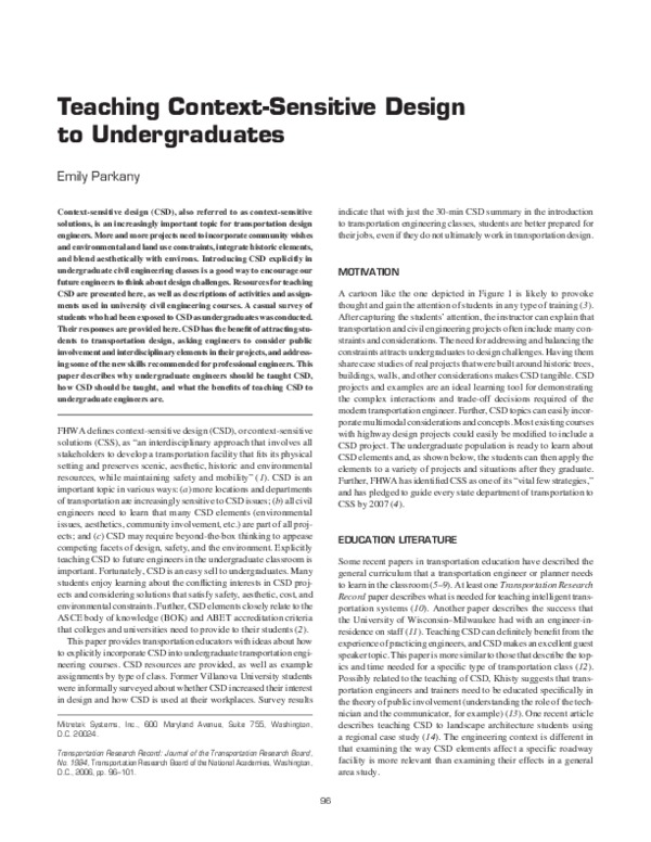 (PDF) Teaching Context-Sensitive Design to Undergraduates