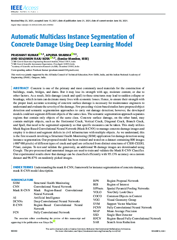 (PDF) Automatic Multiclass Instance Segmentation of Concrete Damage Using Deep Learning Model