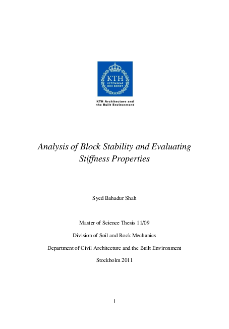 (PDF) Analysis of Block Stability and Evaluating Stiffness Properties
