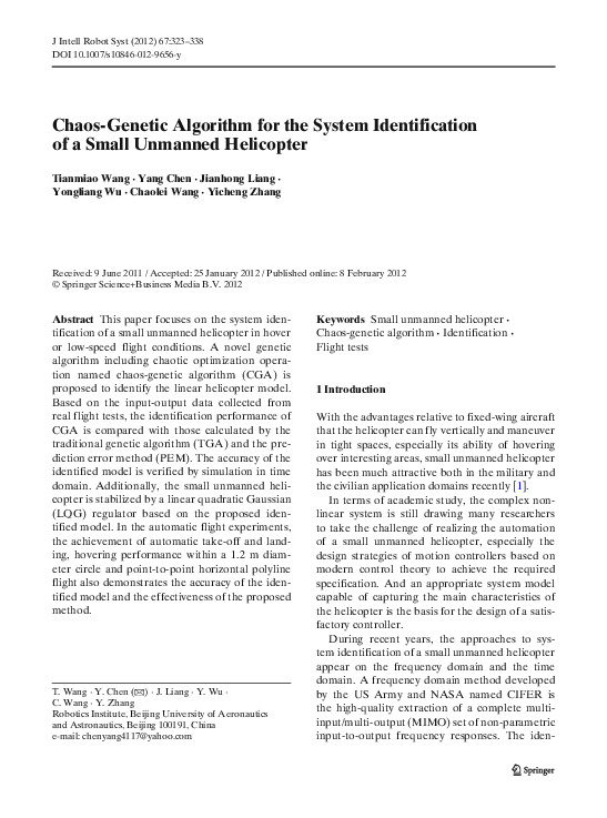 (PDF) Chaos-Genetic Algorithm for the System Identification of a Small Unmanned Helicopter ...