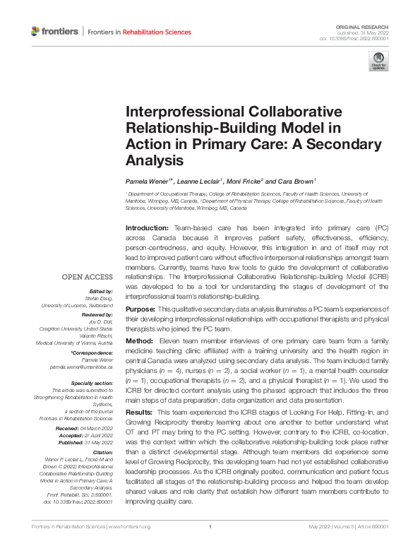 (PDF) Interprofessional Collaborative Relationship-Building Model in ...