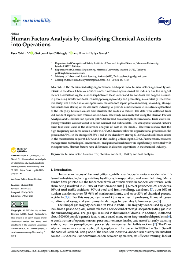 (PDF) Human Factors Analysis by Classifying Chemical Accidents into ...