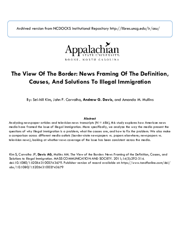 (PDF) The View of the Border: News Framing of the Definition, Causes ...