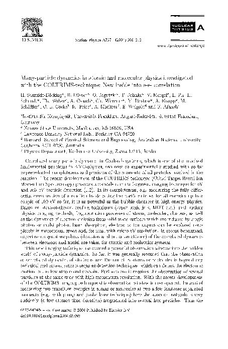 (PDF) Many-particle dynamics in atomic and molecular physics investigated with the COLTRIMS ...