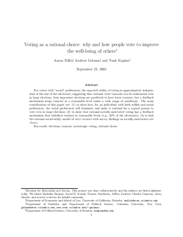 (PDF) Voting as a Rational Choice