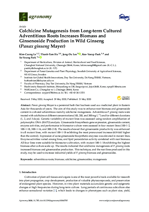 (PDF) Colchicine Mutagenesis from Long-term Cultured Adventitious Roots ...