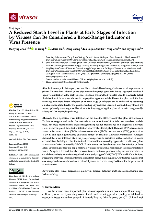 (PDF) A Reduced Starch Level in Plants at Early Stages of Infection by ...