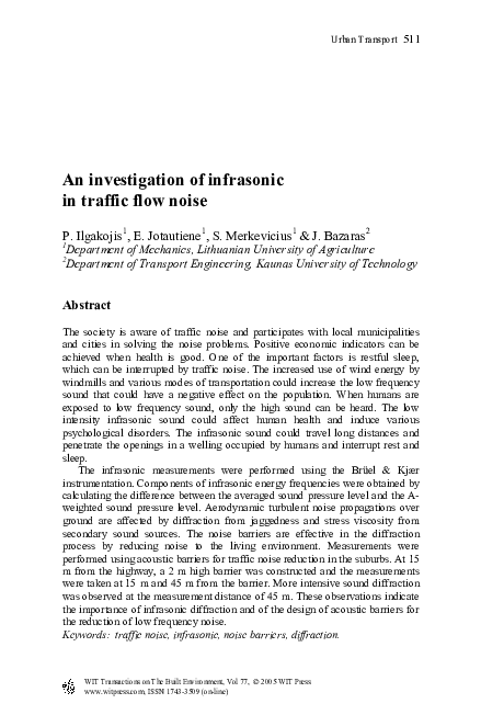 (PDF) An investigation of infrasonic in traffic flow noise