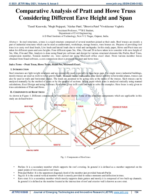 (PDF) Comparative Analysis of Pratt and Howe Truss Considering Different Eave Height and Span