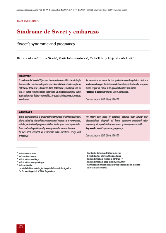(PDF) Síndrome de Sweet y embarazo