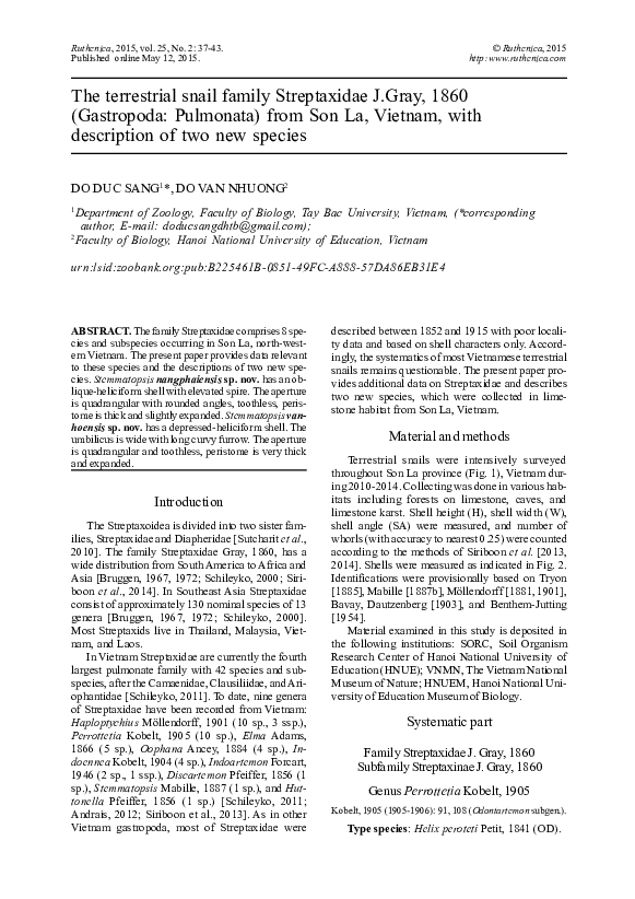 (PDF) The terrestrial snail family Streptaxidae J.Gray, 1860 ...