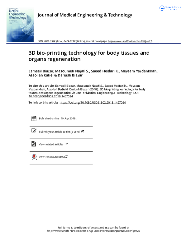 (PDF) 3D bio-printing technology for body tissues and organs regeneration