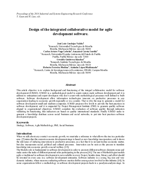 (PDF) Design of the integrated collaborative model for agile development software