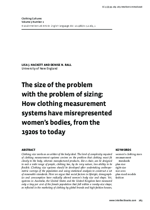 (PDF) The size of the problem with the problem of sizing: How clothing ...