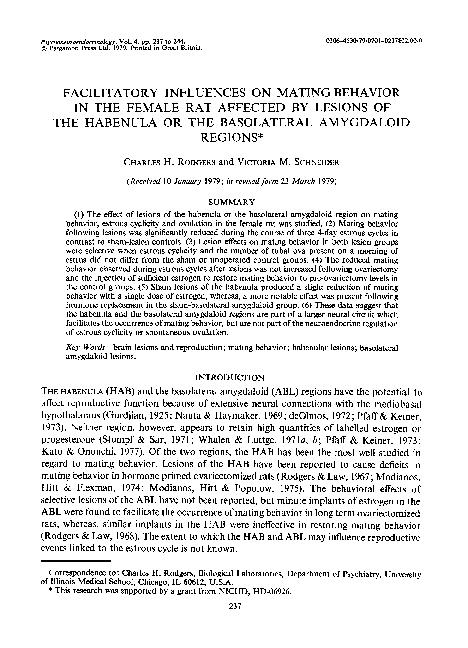 (PDF) Facilitatory influences on mating behavior in the female rat ...
