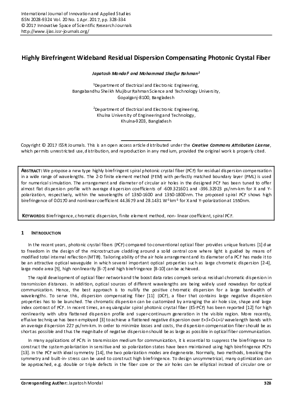 (PDF) Design of highly birefringent dispersion compensating spiral ...