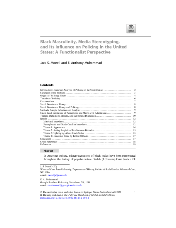 (PDF) Black Masculinity, Media Stereotyping, and Its Influence on ...