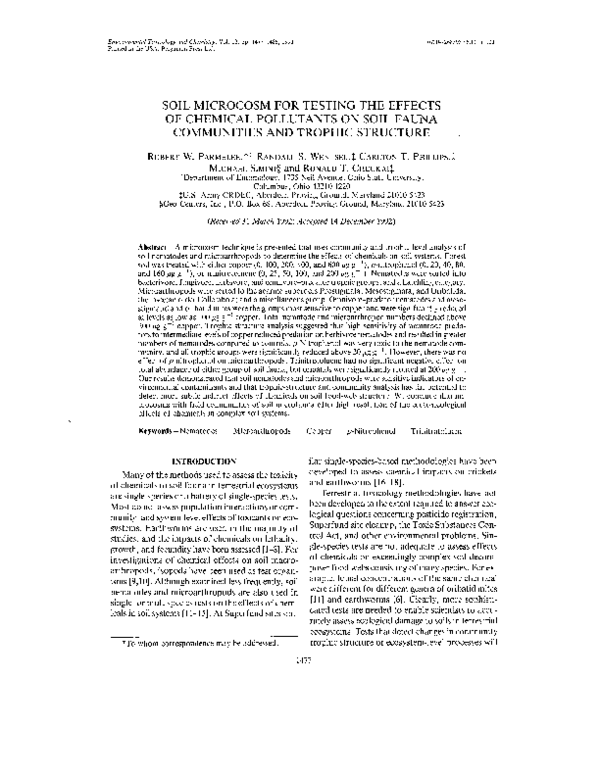 (PDF) Soil microcosm for testing the effects of chemical pollutants on ...