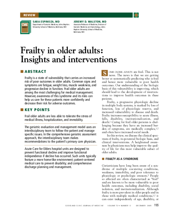 (PDF) Frailty in older adults: insights and interventions