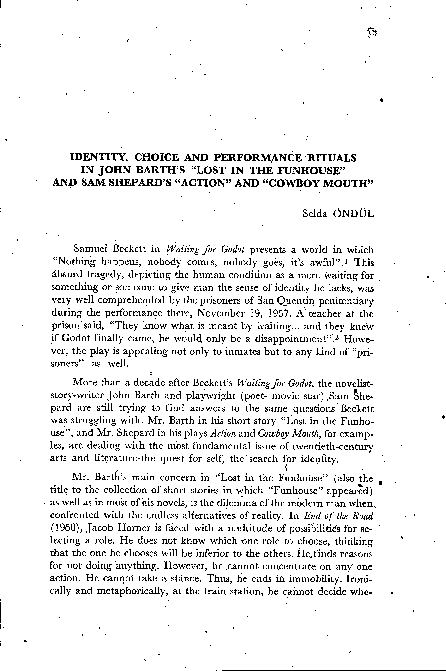 (PDF) Identity, Choice and Performance Rituals in John Barth's Lost in ...