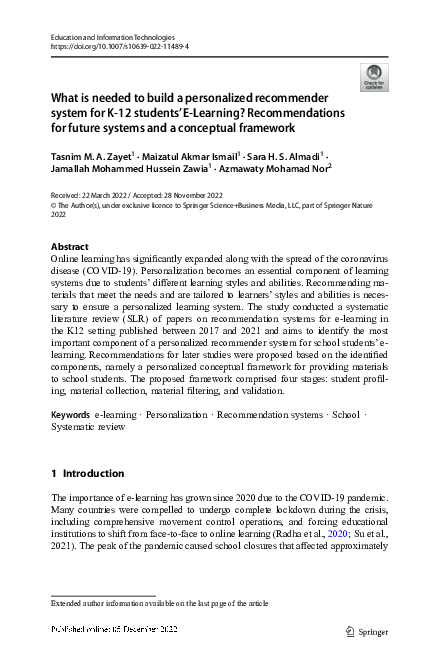 (PDF) What is needed to build a personalized recommender system for K ... (PDF) What is needed to build a personalized recommender system for K ...