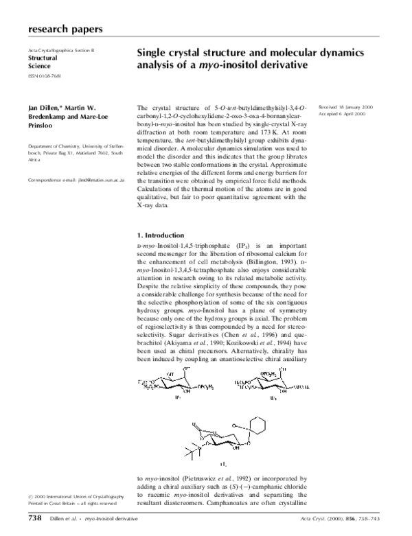 (PDF) Single crystal structure and molecular dynamics analysis of a myo ...