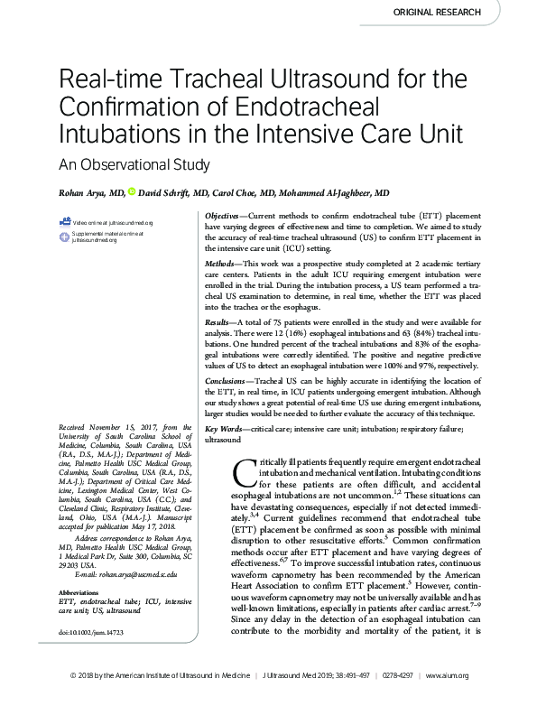 (PDF) Real-time Tracheal Ultrasound for the Confirmation of ...