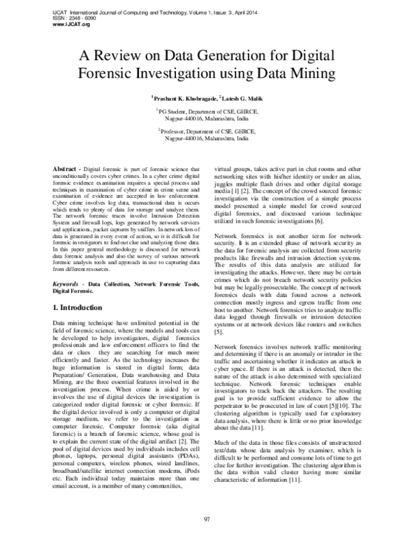 Pdf Data Generation And Analysis For Digital Forensic Application Using Data Mining