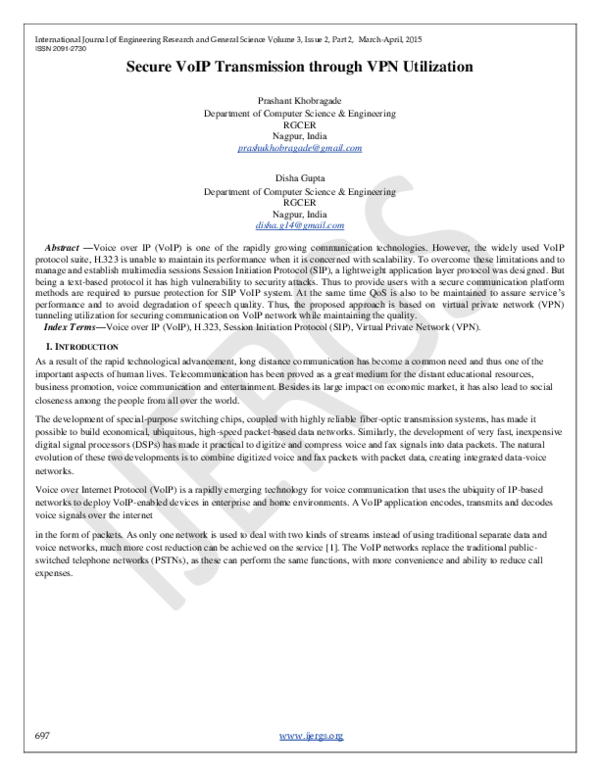 (PDF) Secure VoIP Transmission through VPN Utilization