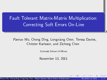(PDF) Fault tolerant matrix-matrix multiplication