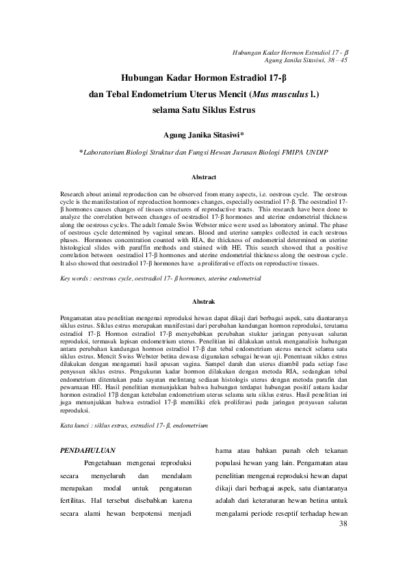 (PDF) Hubungan Kadar Hormon Estradiol 17-B dan Tebal Endometrium Uterus ...