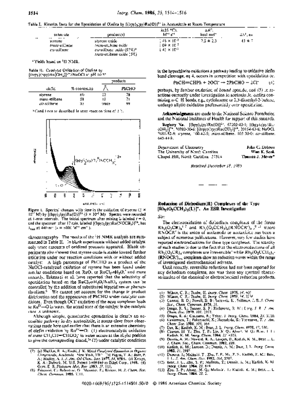 (PDF) Reduction of dirhodium(II) complexes of the type [Rh2(O2CCH3)3(L ...
