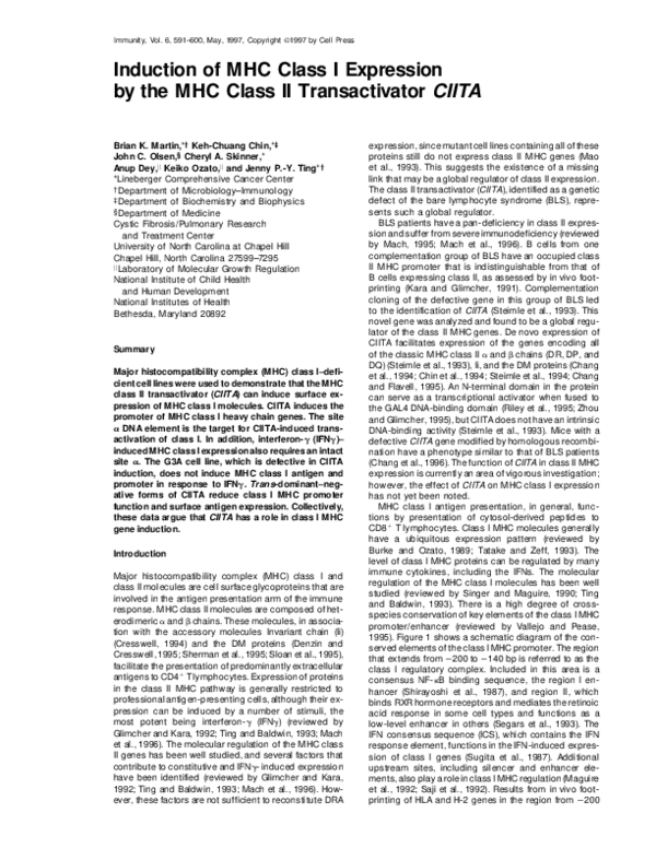 (PDF) Induction of MHC Class I Expression by the MHC Class II ...