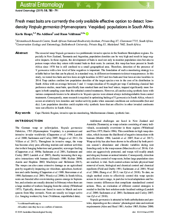 (PDF) Fresh meat baits are currently the only available effective option to detect low‐density ...