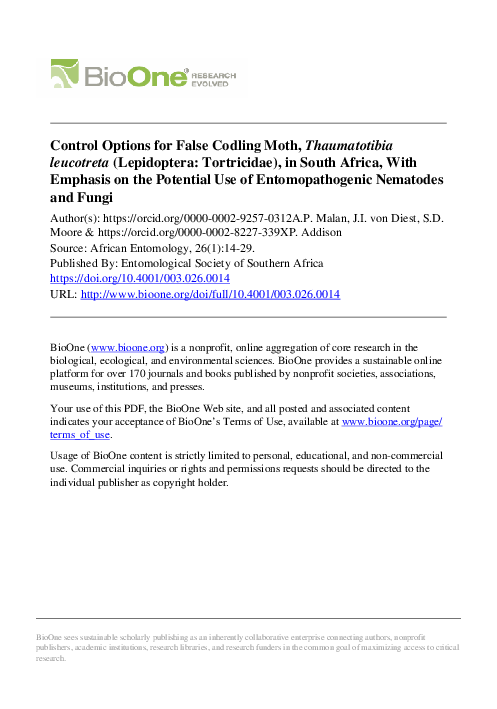(PDF) Control Options for False Codling Moth,Thaumatotibia leucotreta(Lepidoptera: Tortricidae ...