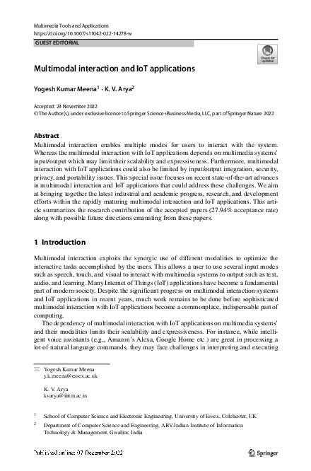 (PDF) Multimodal interaction and IoT applications