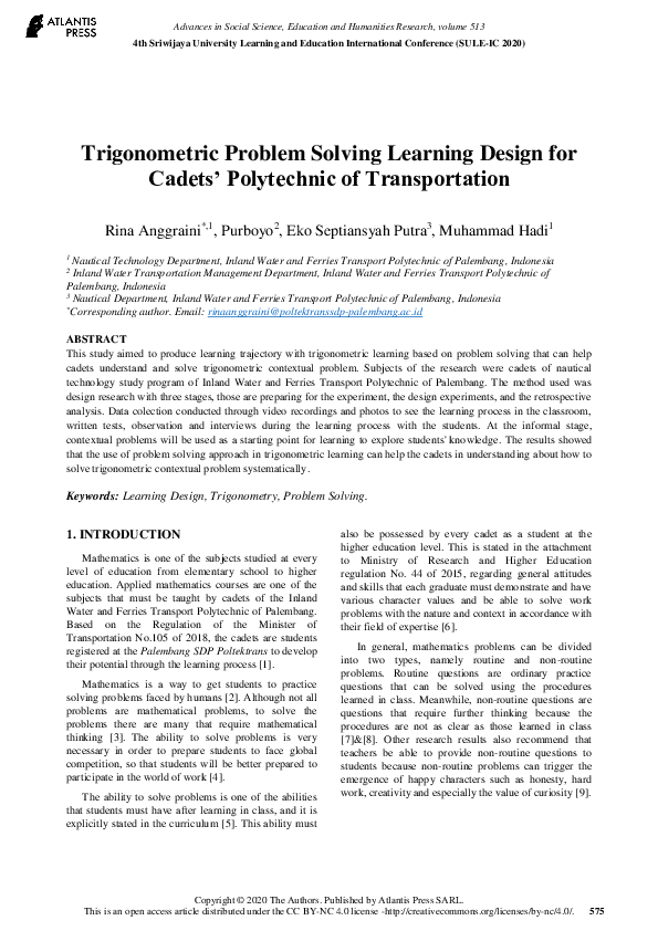(PDF) Problem-Solving Approach in Trigonometry Learning