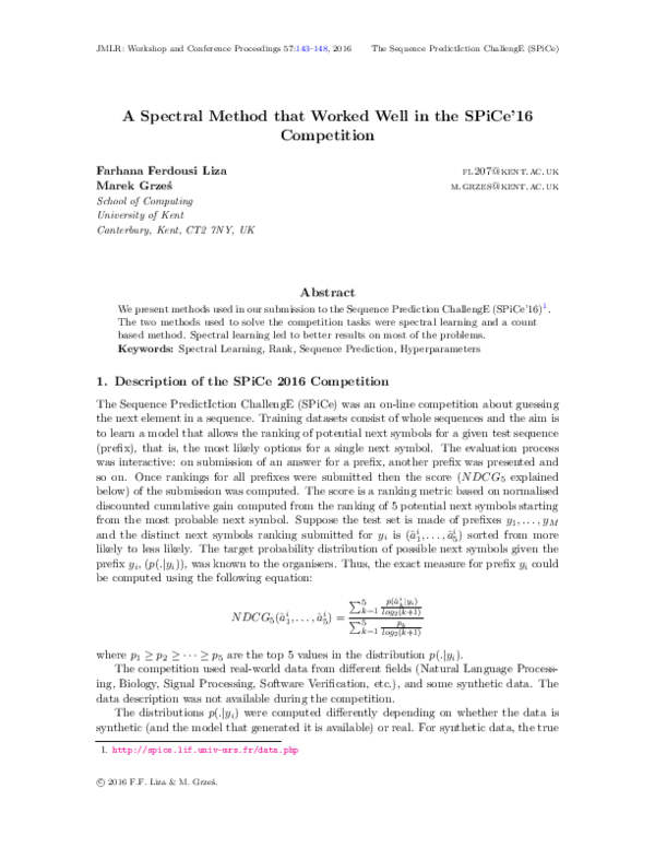 (PDF) A Spectral Method that Worked Well in the SPiCe'16 Competition | Farhana Liza - Academia.edu