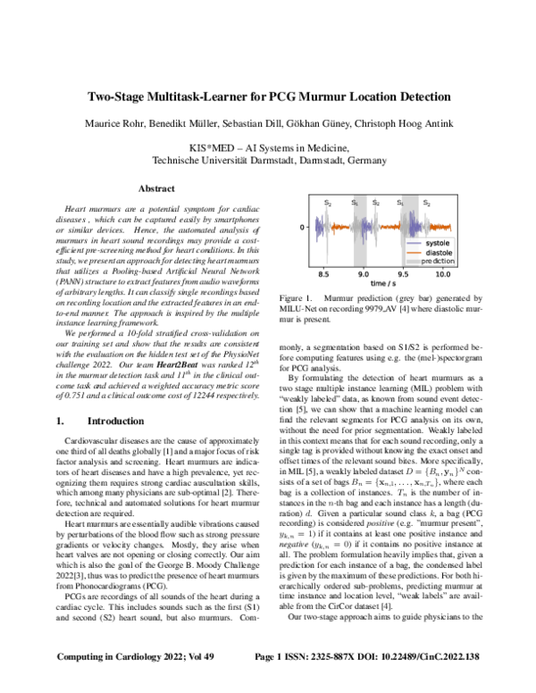 (PDF) Two-Stage Multitask-Learner for PCG Murmur Location Detection
