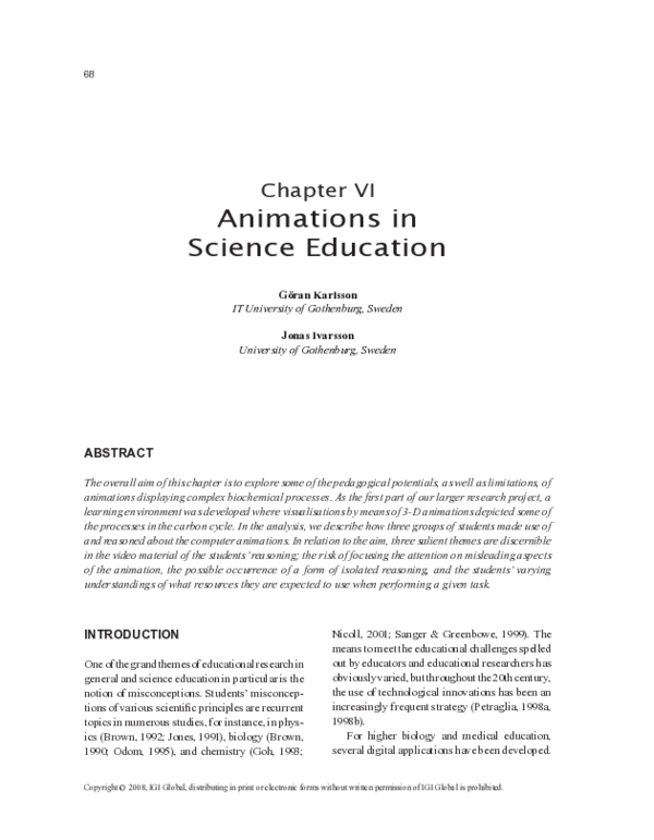 (PDF) Animations in Science Education