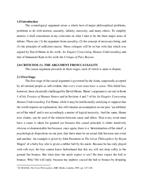 (PDF) A critique of the Cosmological arguments