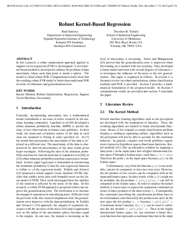 (PDF) Robust Kernel-Based Regression