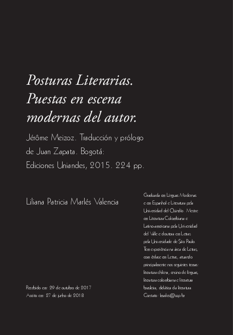 (PDF) Posturas Literarias. Puestas en escena modernas del autor