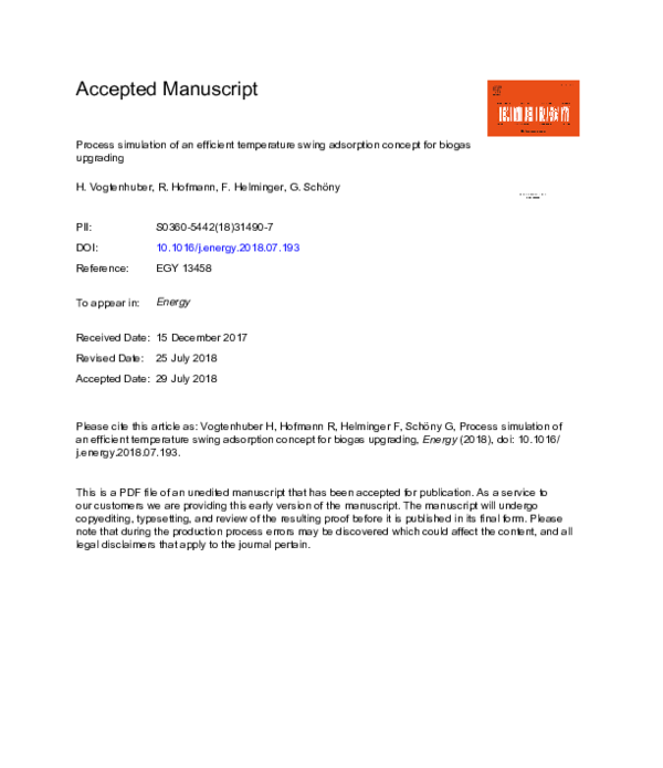 (PDF) Process simulation of an efficient temperature swing adsorption ...