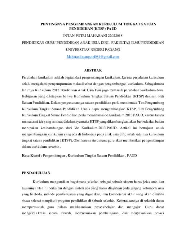 (PDF) PENTINGNYA PENGEMBANGAN KURIKULUM TINGKAT SATUAN PENDIDIKAN (KTSP ...