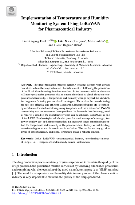 (PDF) Implementation of Temperature and Humidity Monitoring System Using LoRaWAN for ...