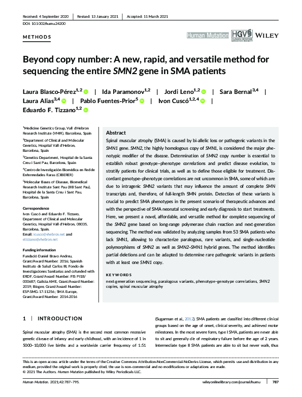 (PDF) Beyond copy number: A new, rapid, and versatile method for sequencing the entire SMN2 gene ...