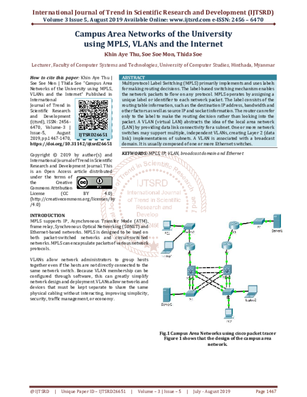(PDF) Campus Area Networks of the University using MPLS, VLANs and the ...