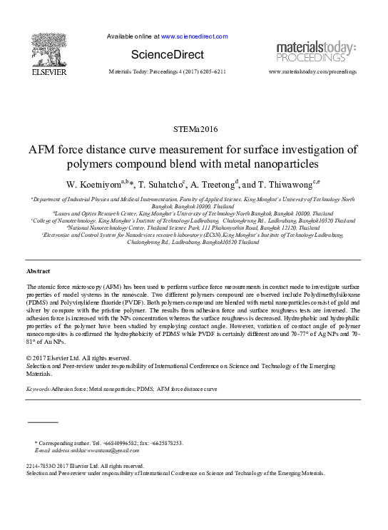 (PDF) AFM force distance curve measurement for surface investigation of ...
