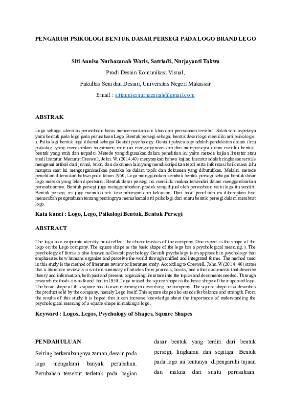 (PDF) PENGARUH PSIKOLOGI BENTUK DASAR PERSEGI PADA LOGO BRAND LEGO